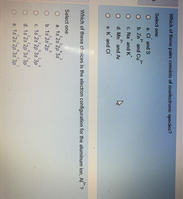 Solved Which of these pairs consists of isoelectronic | Chegg.com