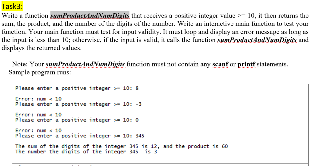 Solved Task3 Write A Function Sum Productandnumdigits That 3020