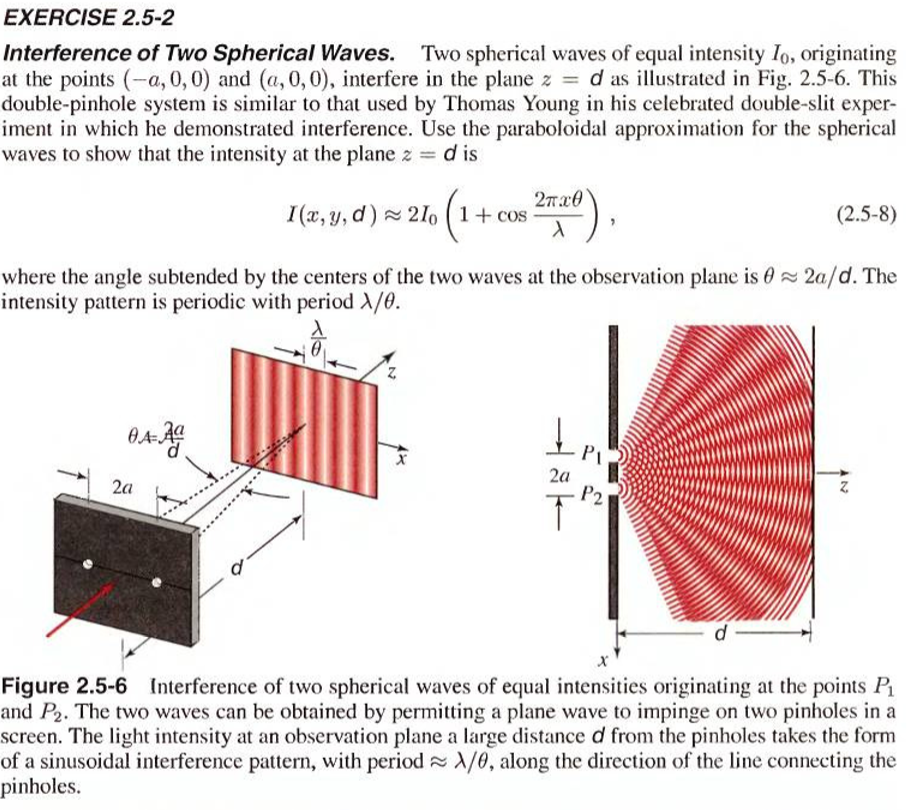 Solved EXERCISE 2.5-2 Interference of Two Spherical Waves. | Chegg.com