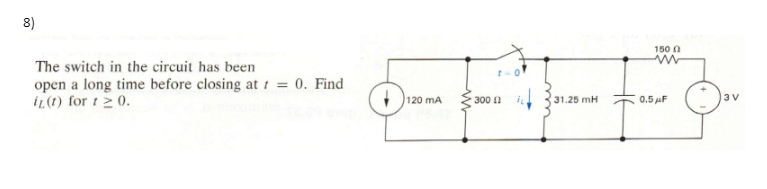 Solved The switch in the circuit has been open a long time | Chegg.com
