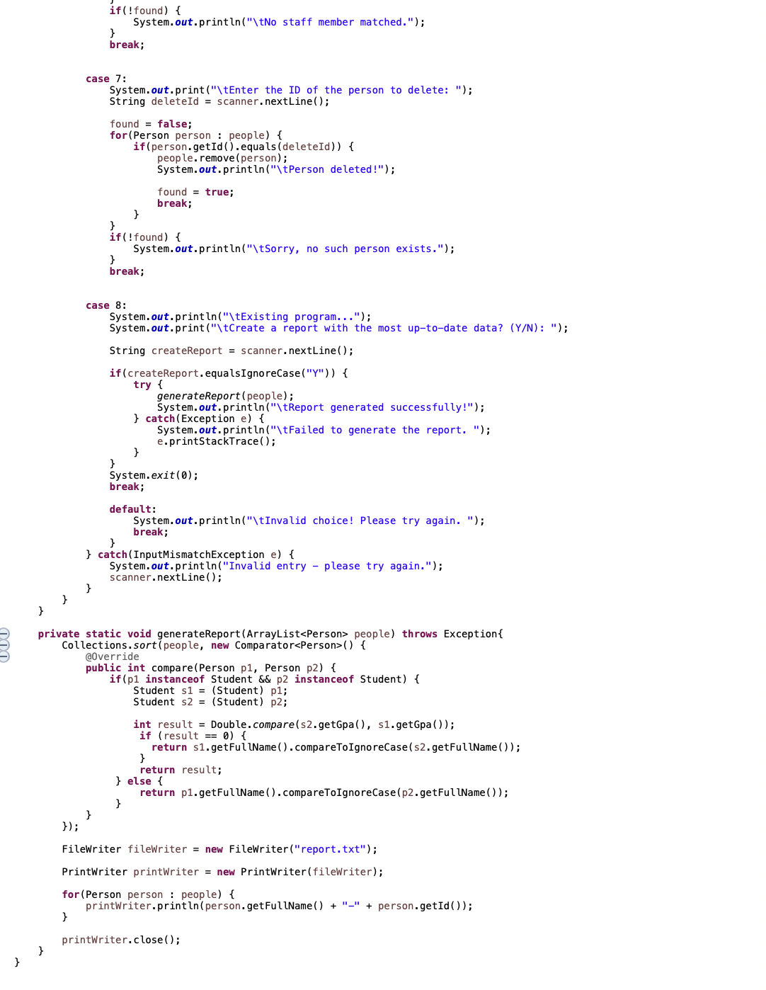 Solved Enter the id of the person to delete: ab1234 (If ID | Chegg.com