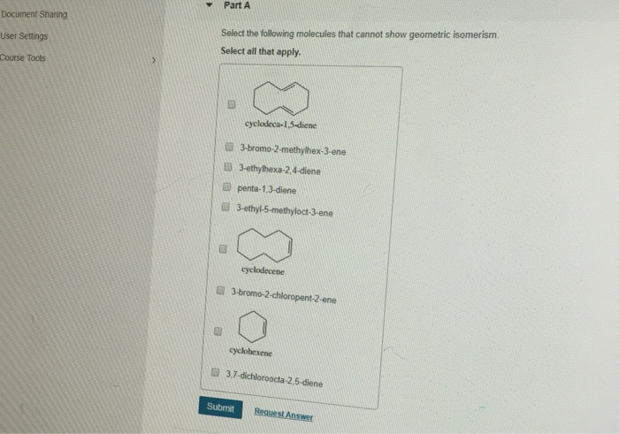 Solved Part A Document Sharing User Settings Course Tools | Chegg.com