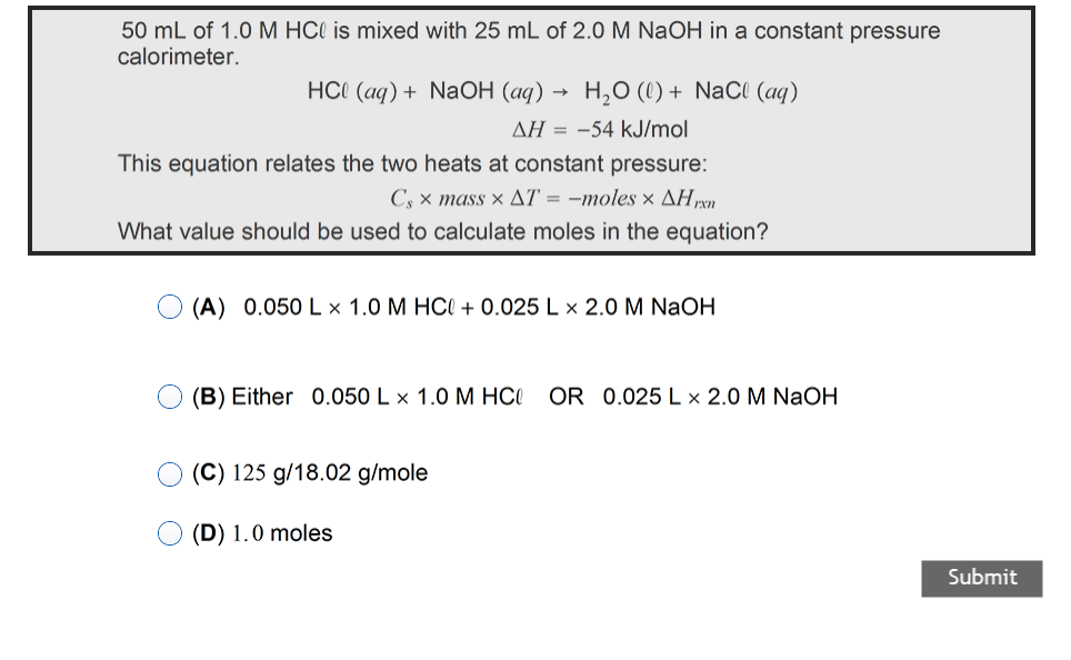Solved 50 mL of 1.0 M HCl is mixed with 25 mL of 2.0 M NaOH | Chegg.com