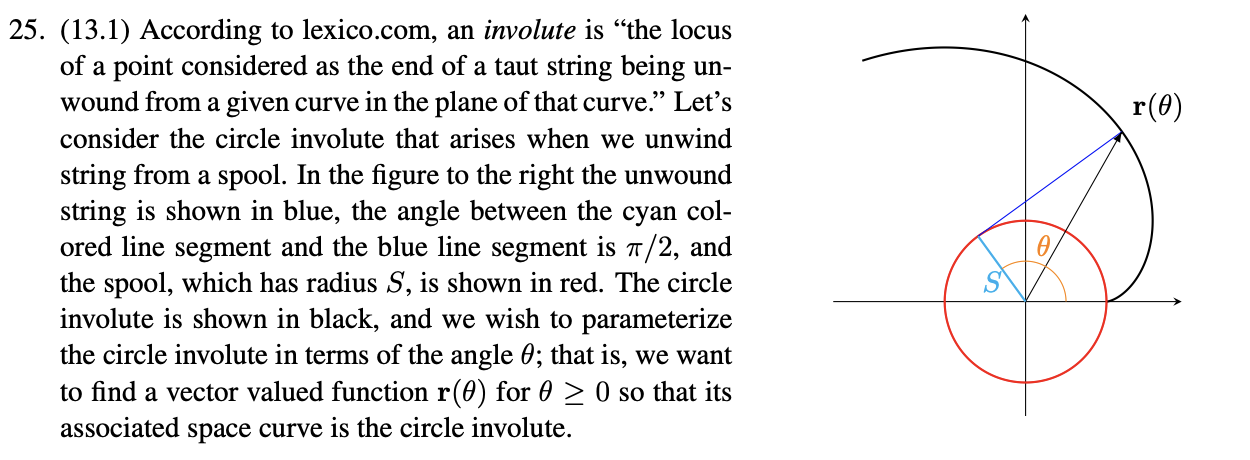 34. (13.3) Consider the circle involute of Exercise | Chegg.com