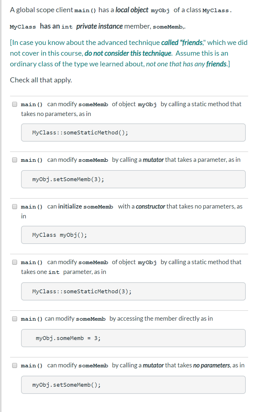 Solved A global scope client main() has a local object myObj | Chegg.com