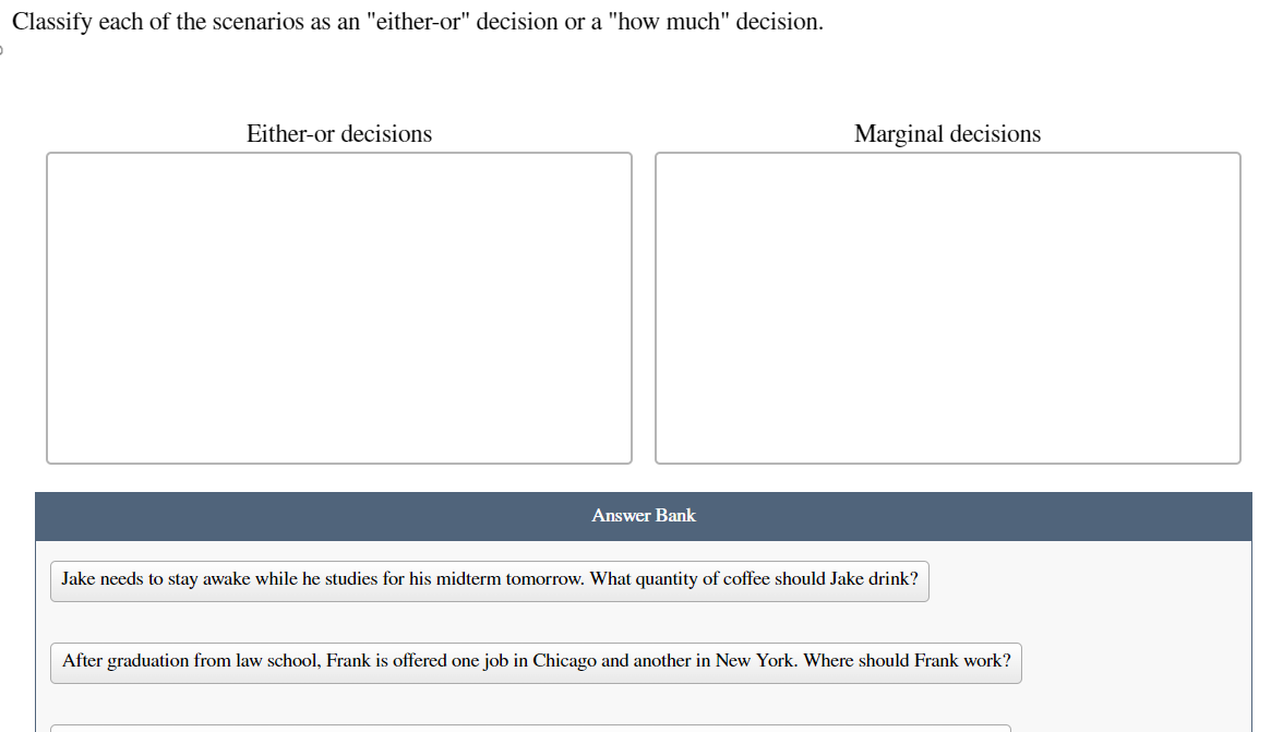 Solved Classify each of the scenarios as an "either-or" | Chegg.com