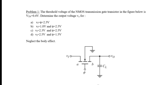 Solved Problem 1: The threshold voltage of the NMOS | Chegg.com