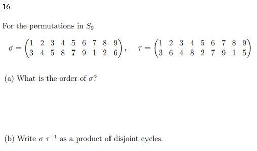 For the permutations in S9 | Chegg.com