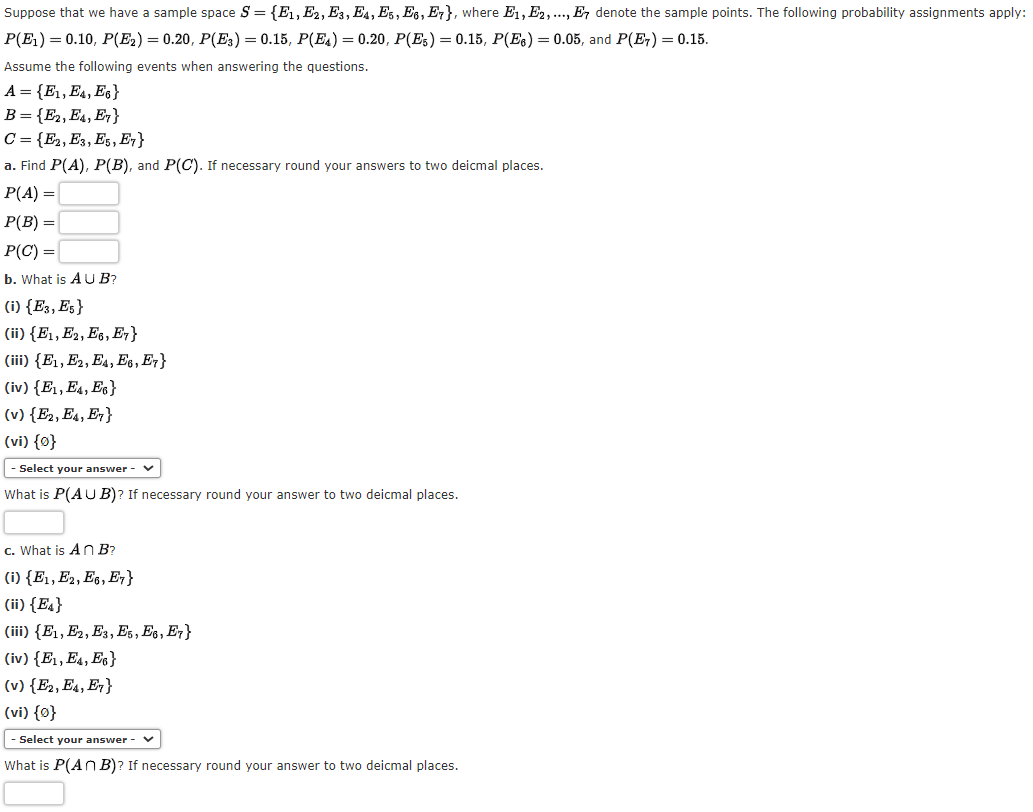 Solved Suppose that we have a sample space | Chegg.com