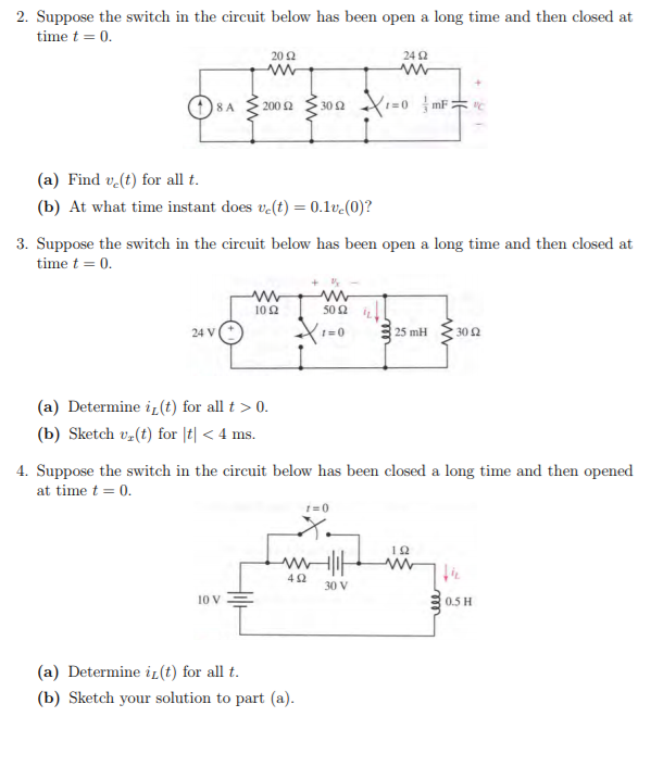 Solved 2. Suppose the switch in the circuit below has been | Chegg.com