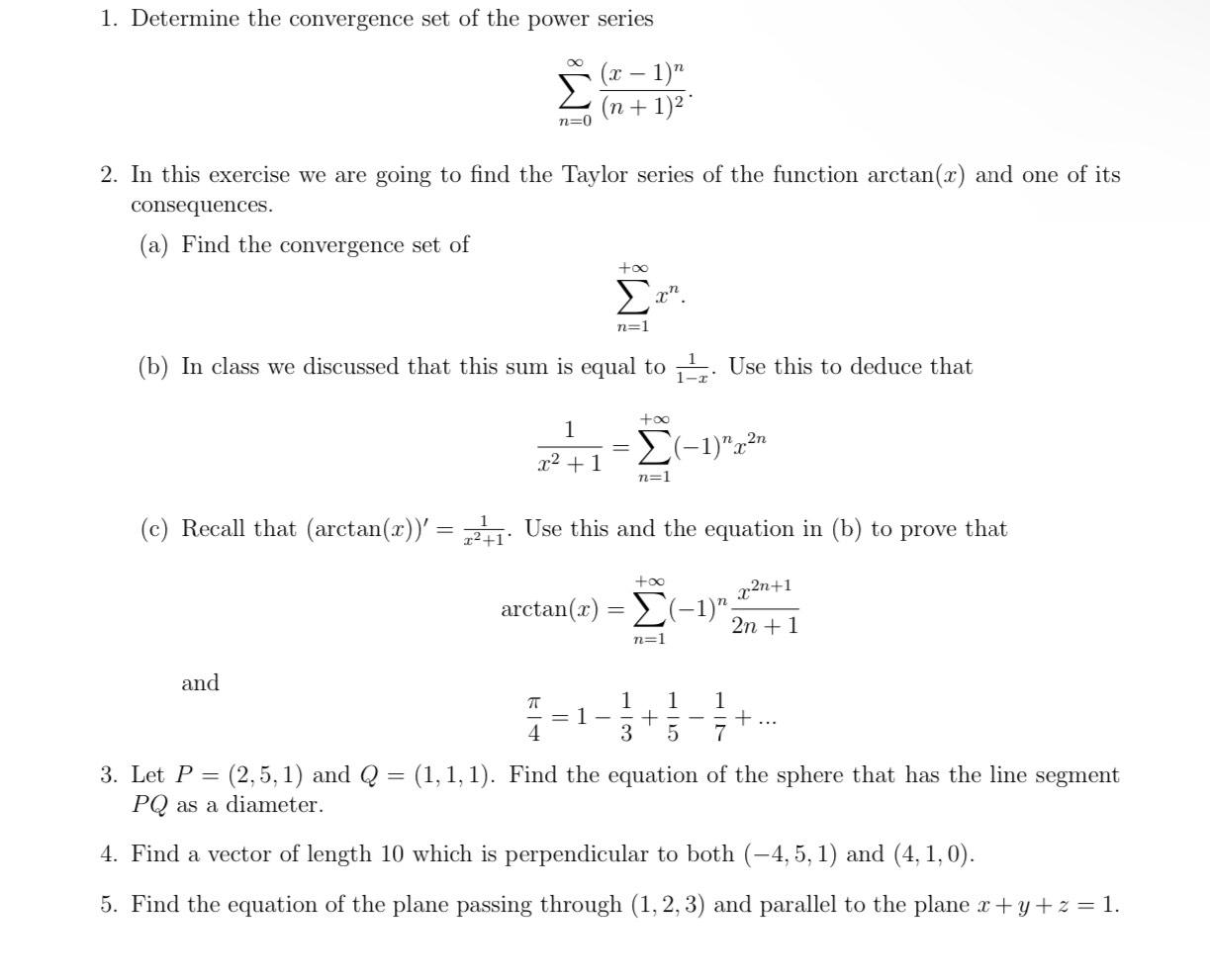 Solved 1. Determine the convergence set of the power series | Chegg.com