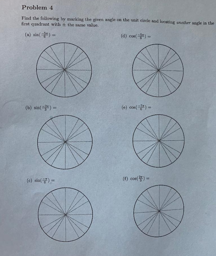 Solved Find the following by marking the given angle on the | Chegg.com