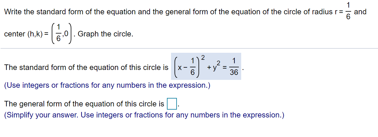 Solved Write the standard form of the equation and the | Chegg.com