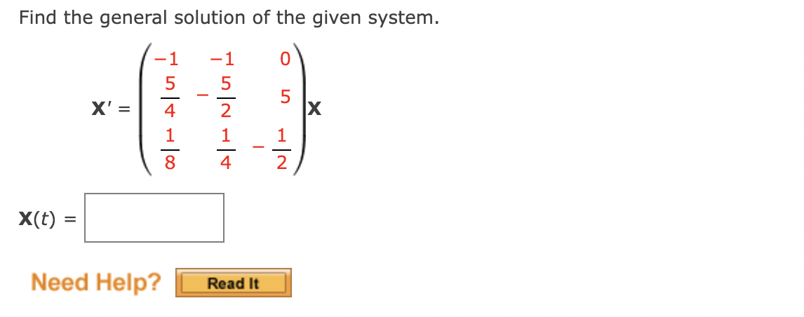 Solved Find the general solution of the given system. | Chegg.com