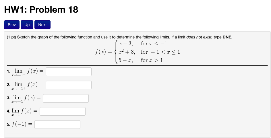 Solved HW1: Problem 18 Prev Up Next (1 pt) Sketch the graph | Chegg.com