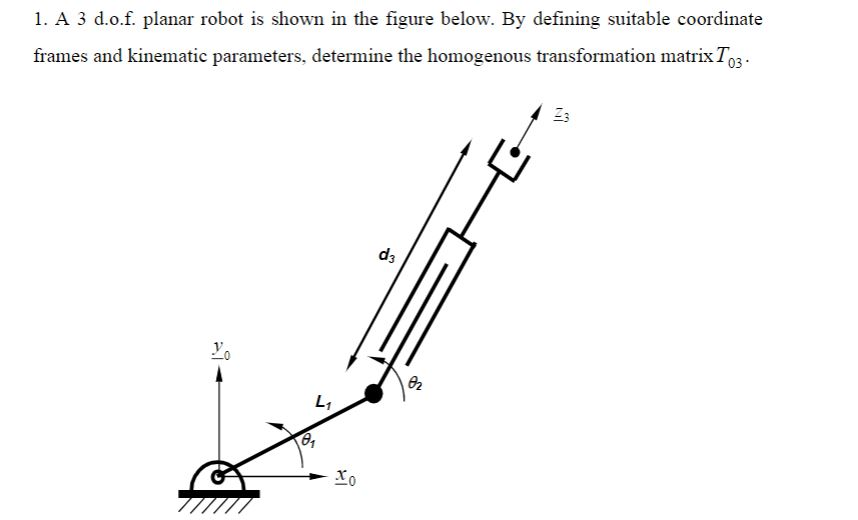 Solved 1. A 3 d.o.f. planar robot is shown in the figure | Chegg.com