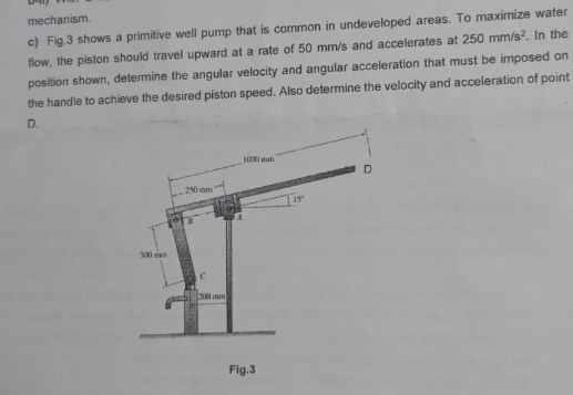 Solved mechanism.c) ﻿Fig. 3 ﻿shows a primitive well pump | Chegg.com