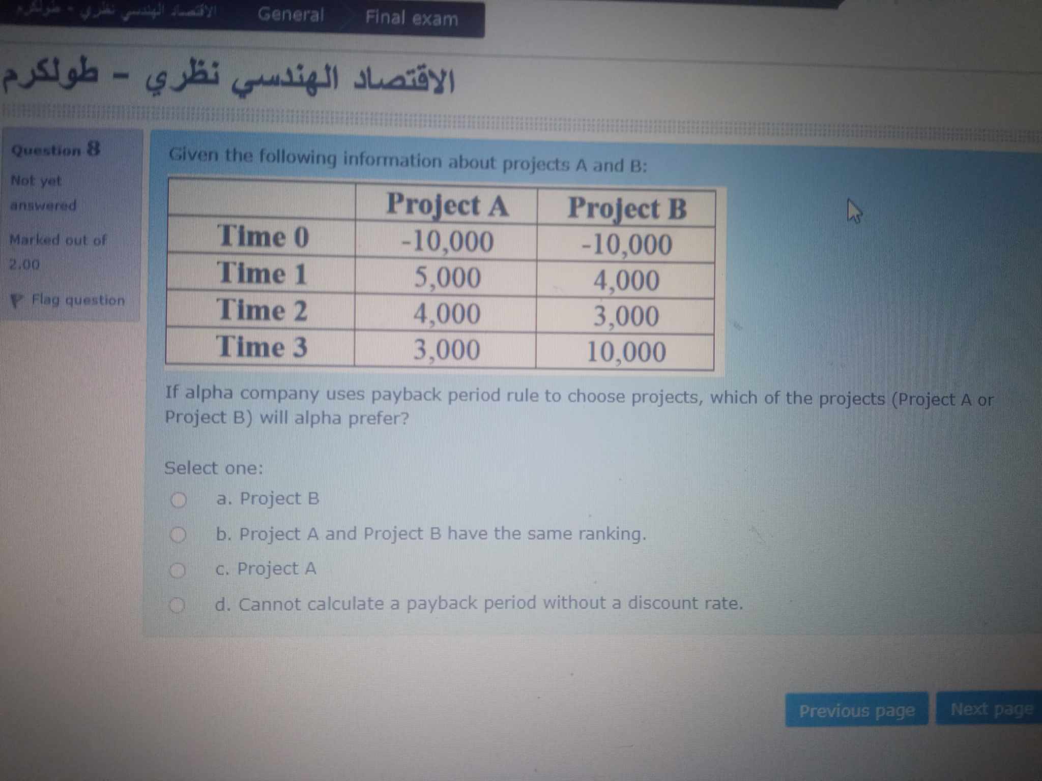Solved Given the following information about projects A and | Chegg.com