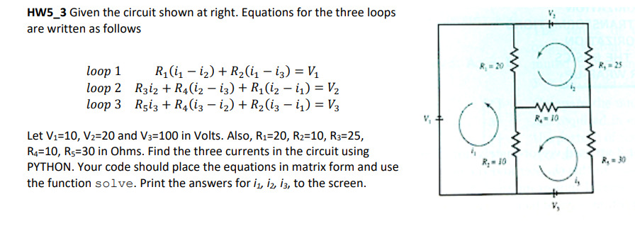 Solved HW5_3 Given the circuit shown at right. Equations for | Chegg.com