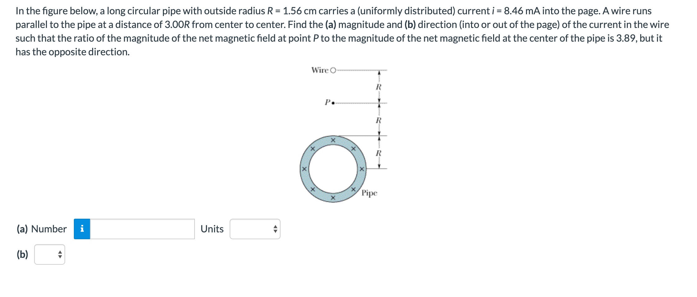 Solved In the figure below, a long circular pipe with | Chegg.com