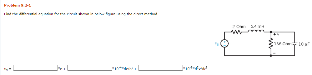 Solved Problem 9.2-1 Find the differential equation for the | Chegg.com