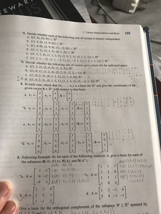 Solved Decide whether each of the following sets of vectors | Chegg.com