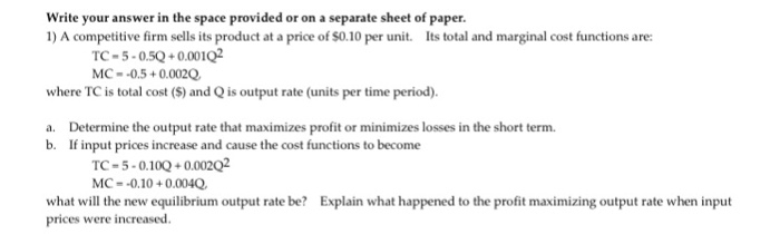 Solved Write your answer in the space provided or on a | Chegg.com
