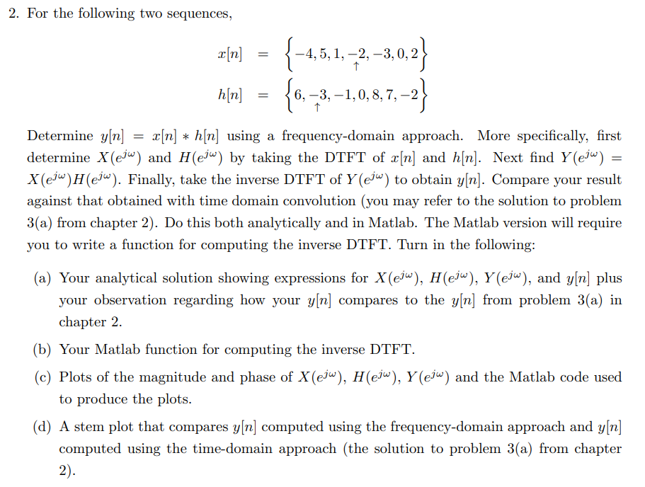 Solved 2. For the following two sequences, | Chegg.com