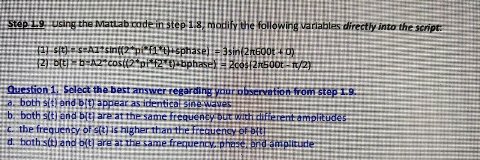 Solved Step 19 Using The Matlab Code In Step 18 Modify 0588
