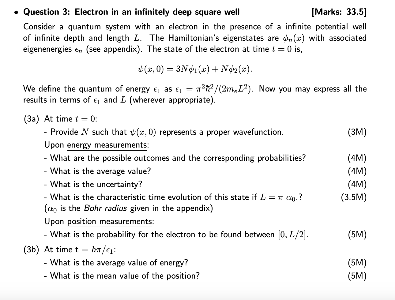 Solved Question 3: Electron in an infinitely deep square | Chegg.com