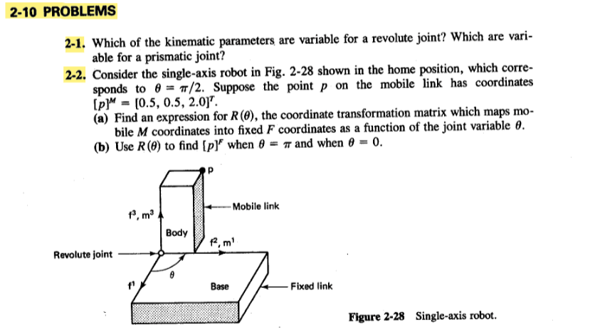 Solved 2-1. Which of the kinematic parameters are variable | Chegg.com