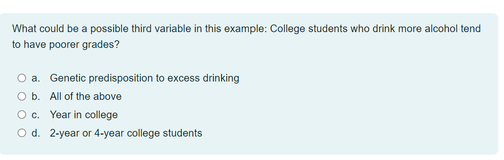 Solved What could be a possible third variable in this | Chegg.com