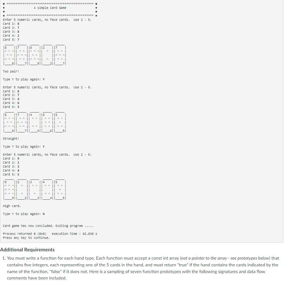 Solved #include using namespace std; //"card hand | Chegg.com