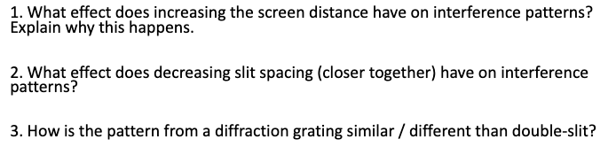 Solved 1. What effect does increasing the screen distance | Chegg.com