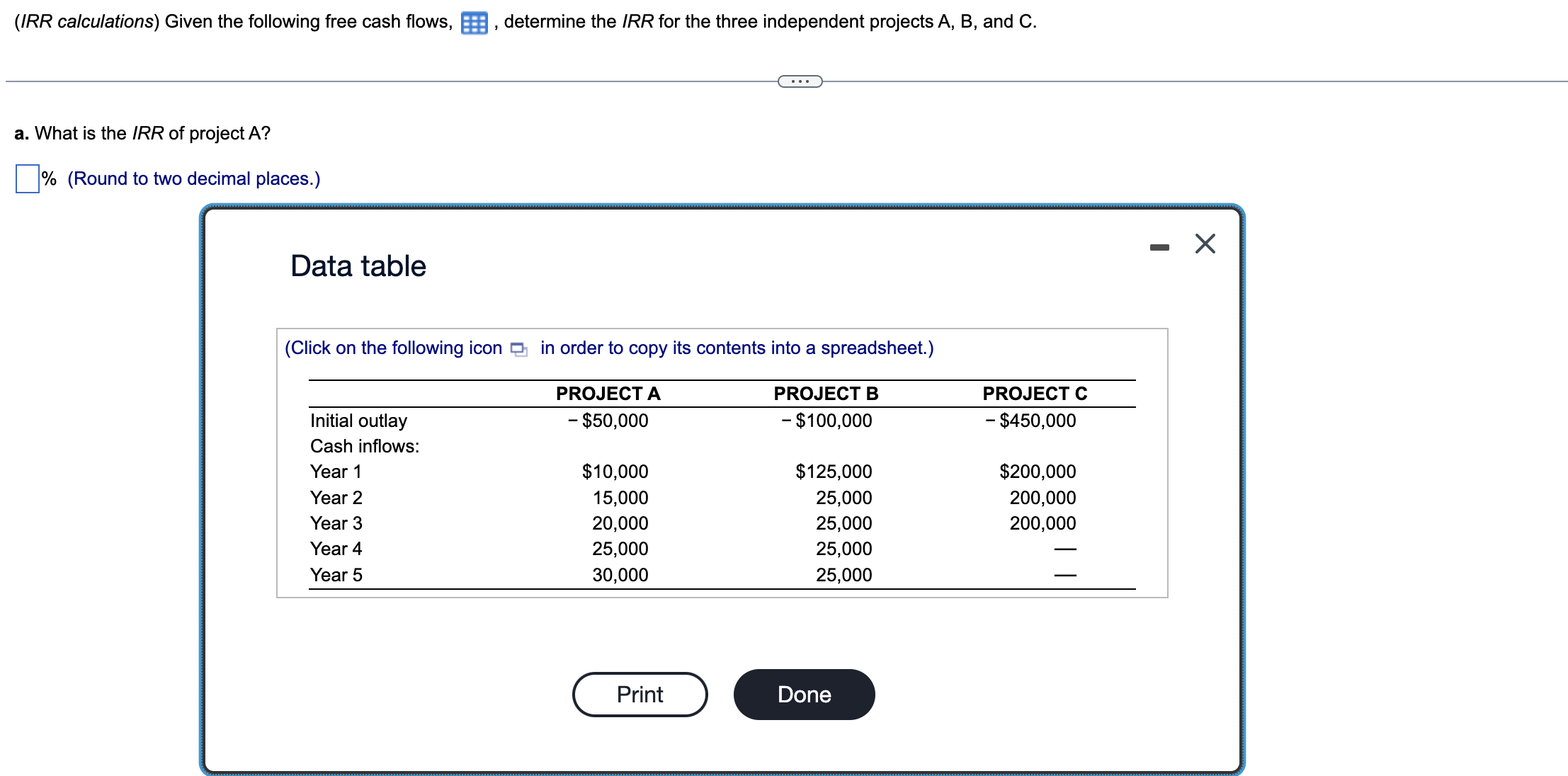 Solved (IRR calculations) Given the following free cash | Chegg.com