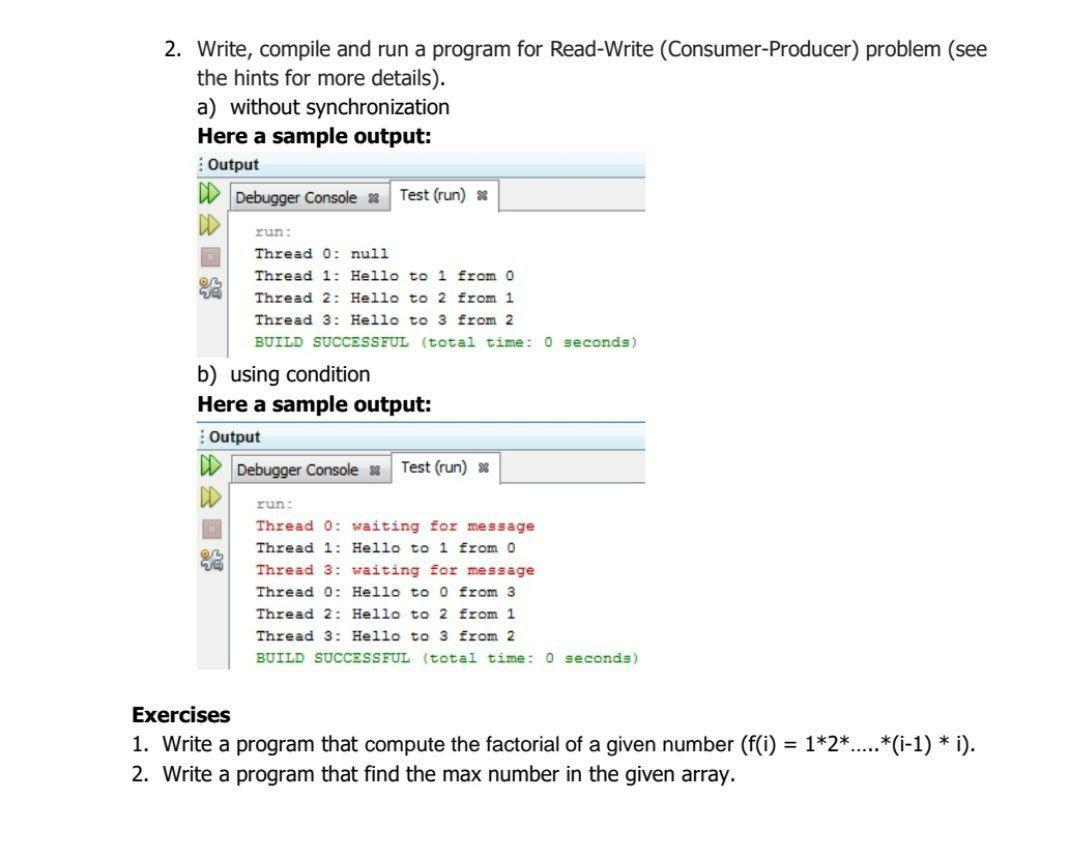 Solved 2. Write, compile and run a program for Read-Write | Chegg.com
