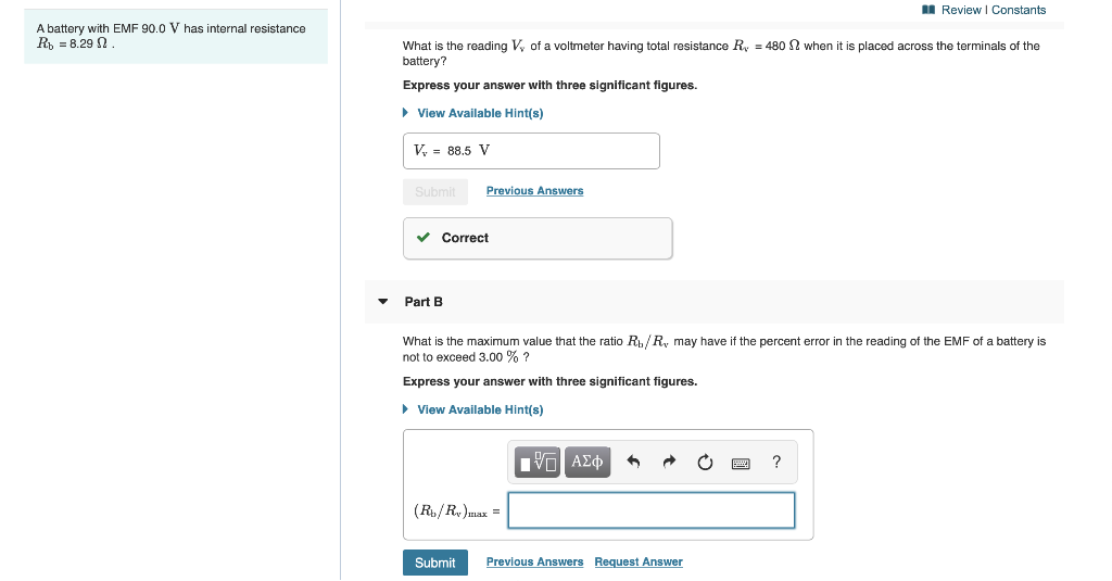 Solved Review | Constants Unlike the idealized voltmeter, a | Chegg.com