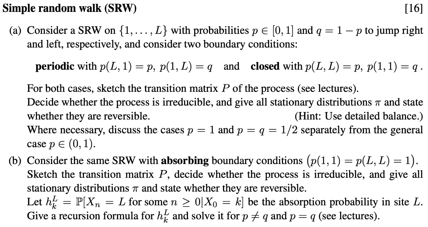 Solved Simple random walk (SRW) [16] (a) Consider a SRW on | Chegg.com
