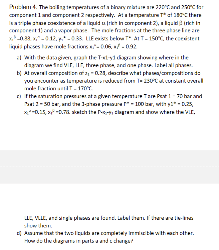 Solved Problem 4 . The boiling temperatures of a binary | Chegg.com