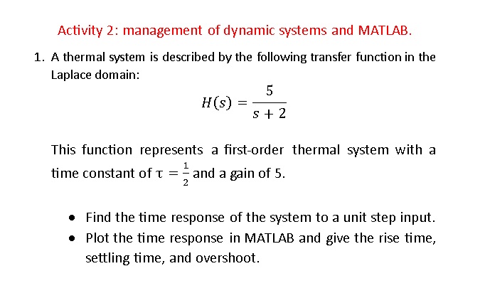 Solved Activity 2: management of dynamic systems and | Chegg.com