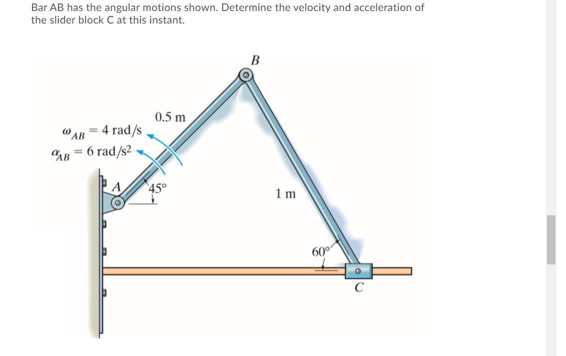 Solved Bar AB has the angular motions shown. Determine the | Chegg.com