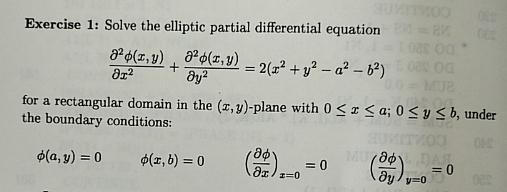 Solved + = Exercise 1: Solve the elliptic partial | Chegg.com