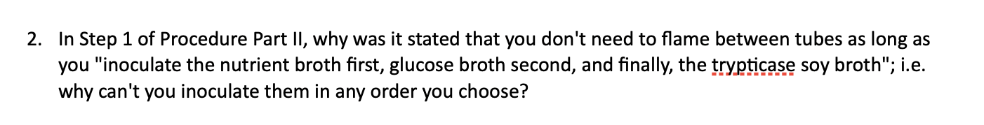 Solved In Step 1 of Procedure Part II, why was it stated | Chegg.com