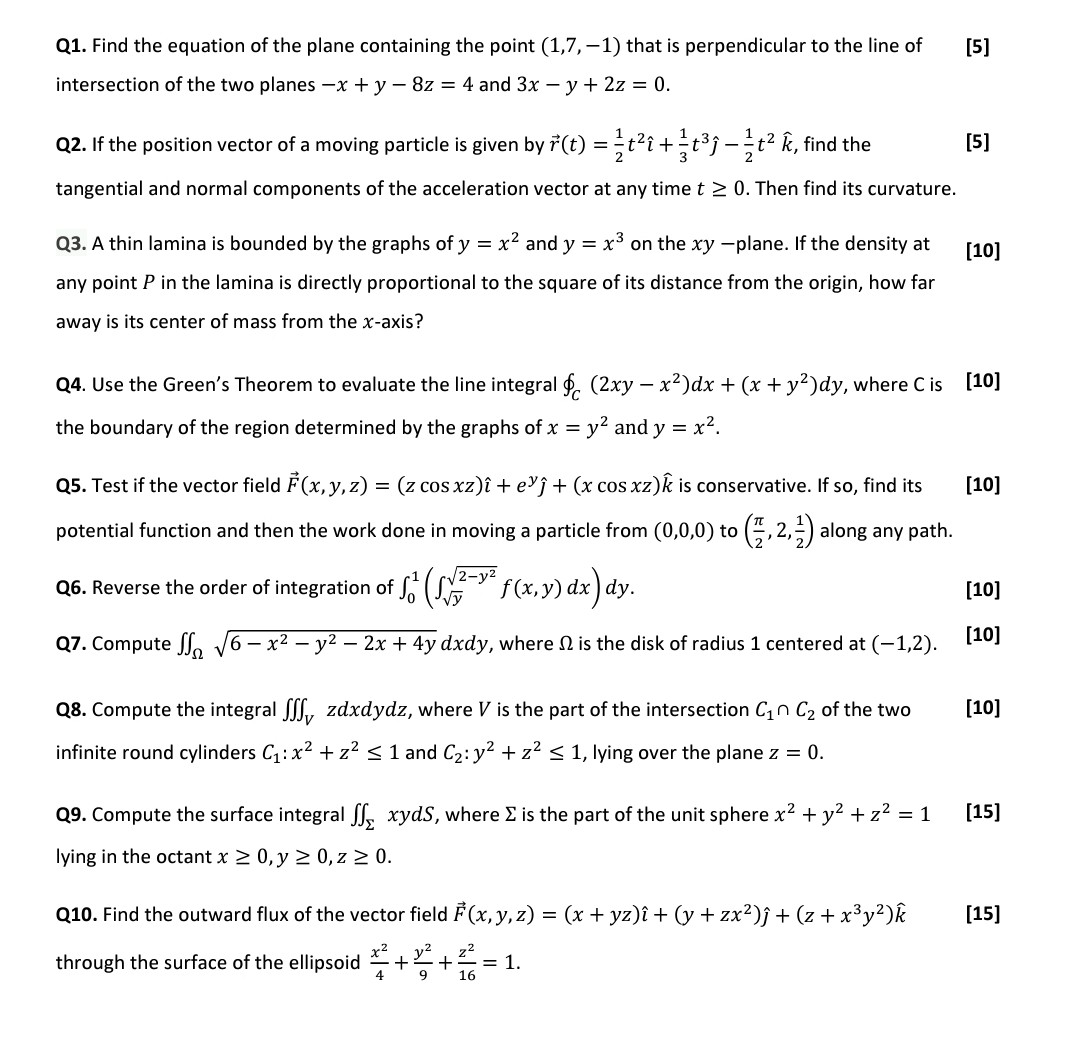 Solved Q1. Find the equation of the plane containing the | Chegg.com