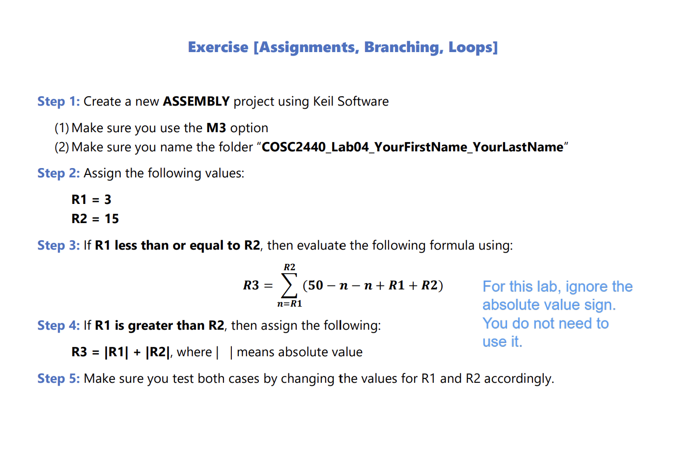Solved Exercise [Assignments, Branching, Loops] Step 1: | Chegg.com