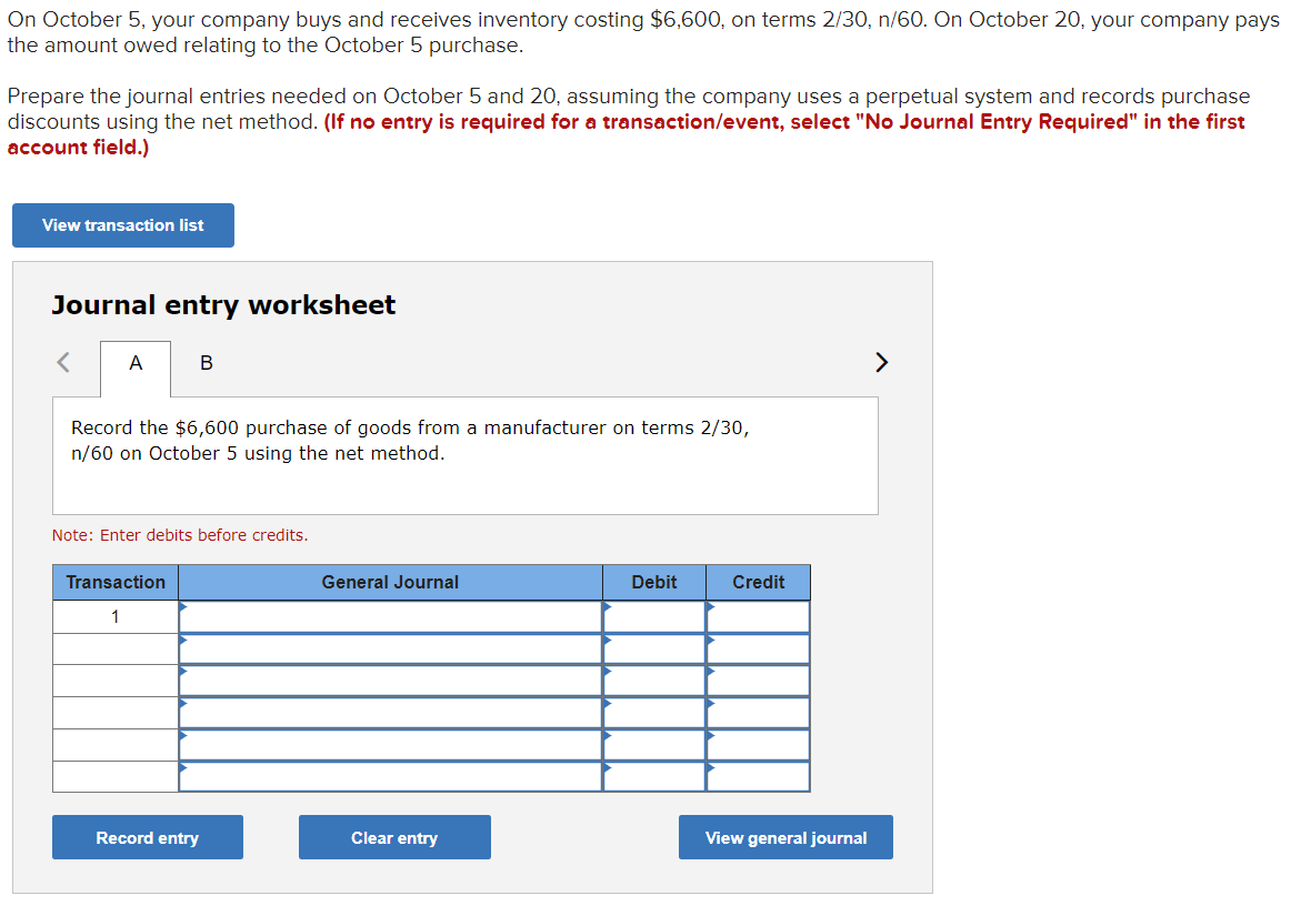 Solved On October 5 , your company buys and receives | Chegg.com