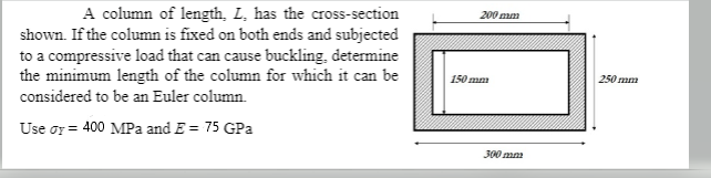 Solved 200 mm A column of length, L, has the cross-section | Chegg.com