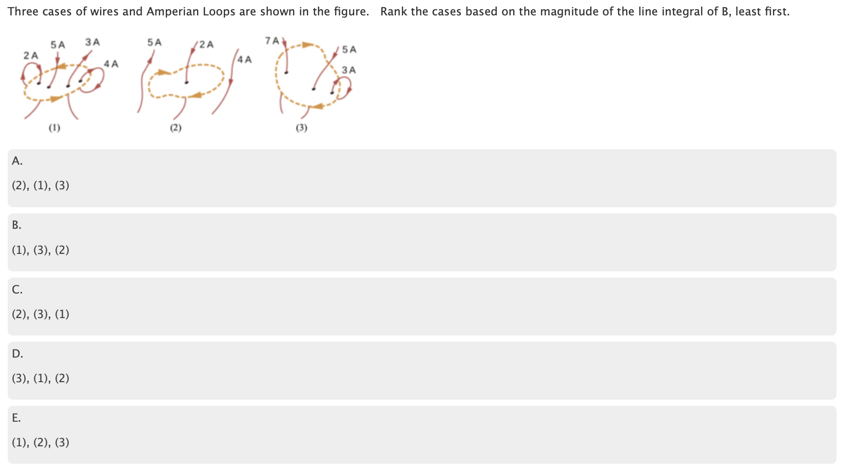 Solved Three cases of wires and Amperian Loops are shown in | Chegg.com