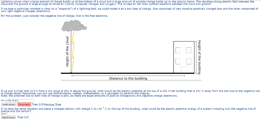 Solved Lightning occurs when a large amount of charge builds | Chegg.com