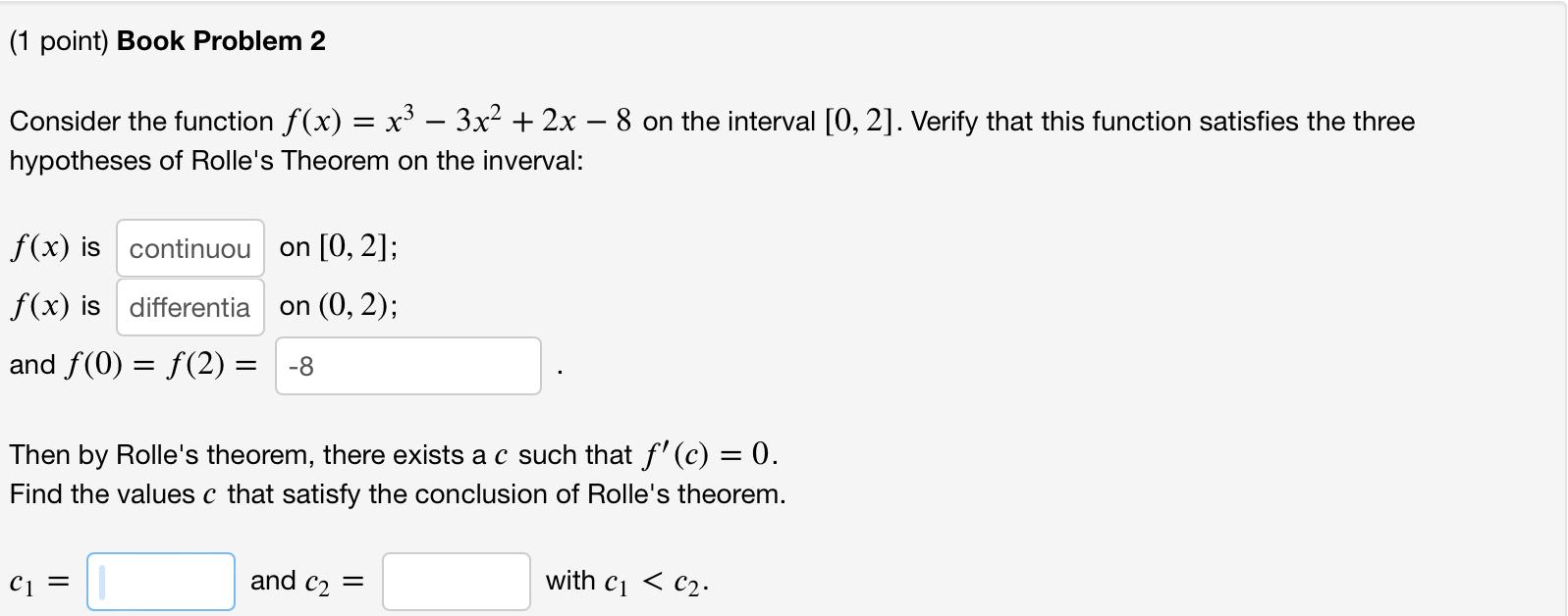 Solved (1 point) Book Problem 2 = Consider the function f(x) | Chegg.com